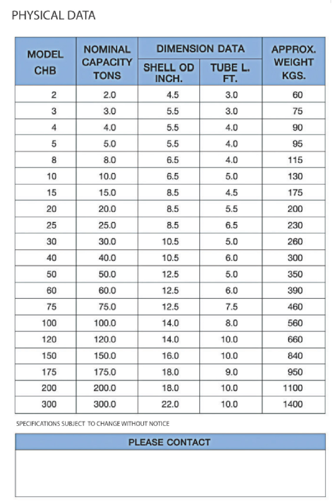 CHB | Heat Exchanger & Parts Chiller Barrel
